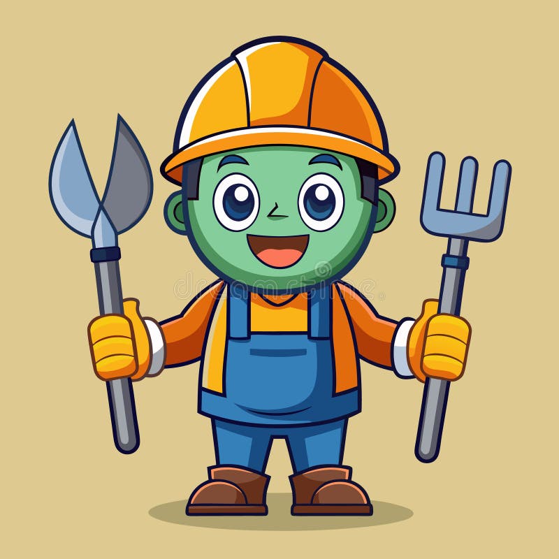 Construction mascot stock vector. Illustration of blue - 387273951