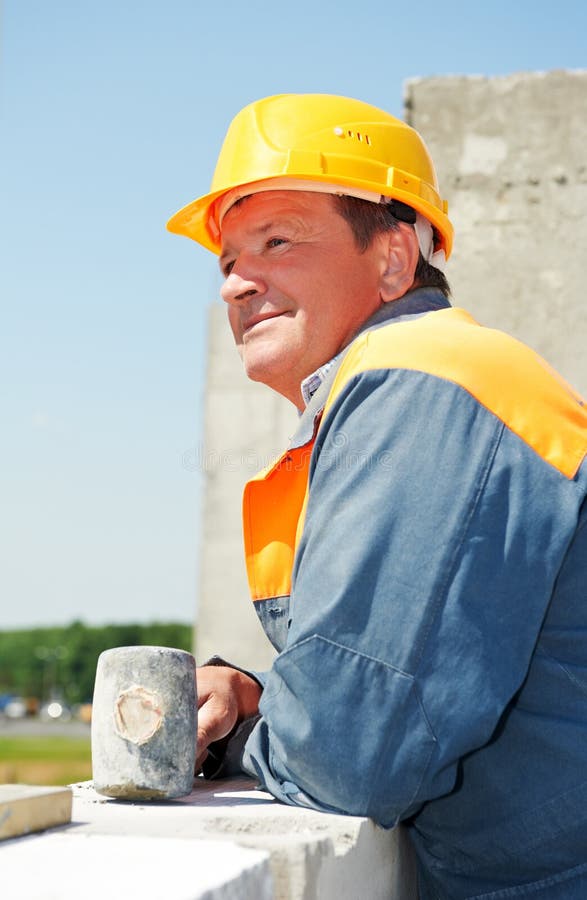 Construction mason worker stock image. Image of brickwork - 19841109