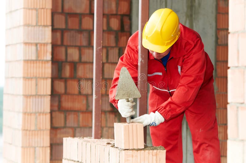 Construction Mason Worker Bricklayer Stock Image - Image of laborer ...