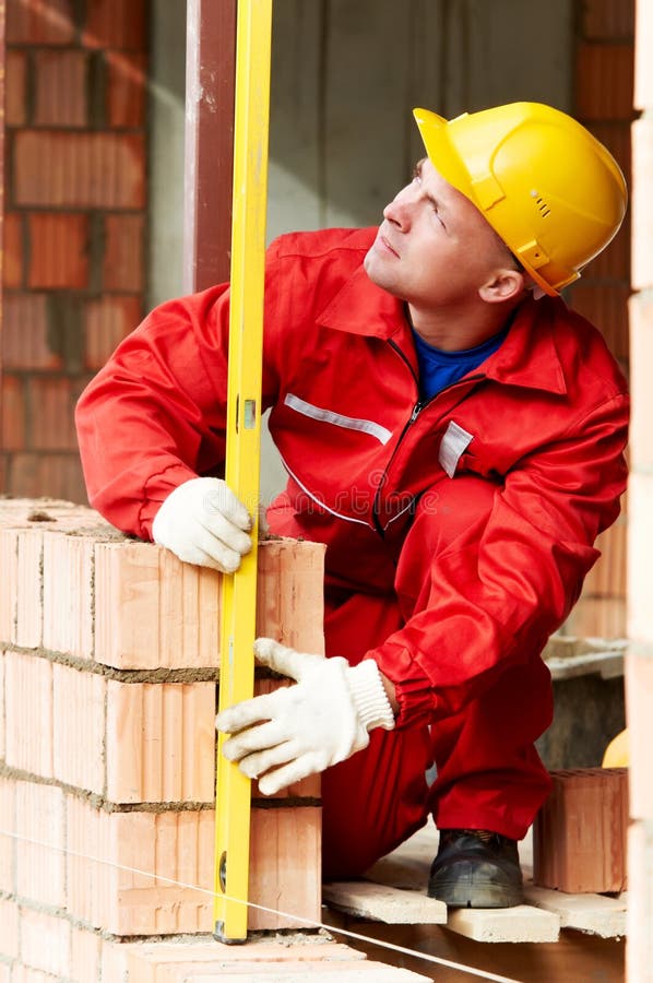 Construction Mason Worker Bricklayer Stock Image - Image of laborer ...