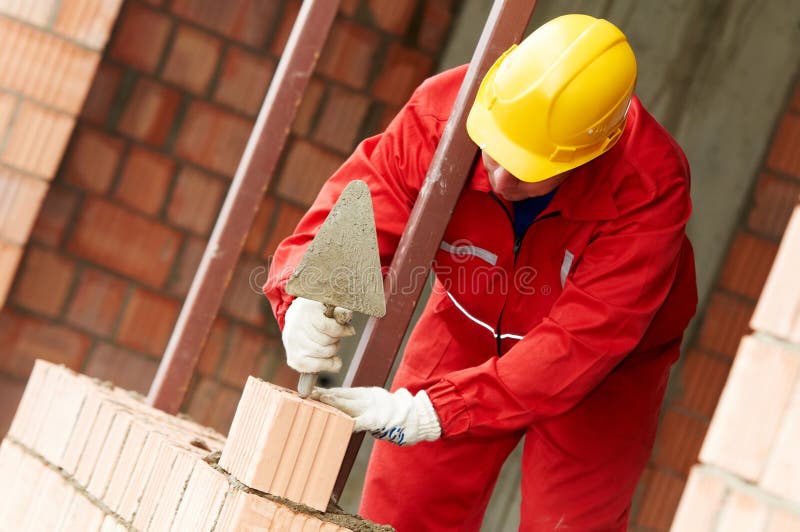 Construction Mason Worker Bricklayer Stock Image - Image of hardhat ...