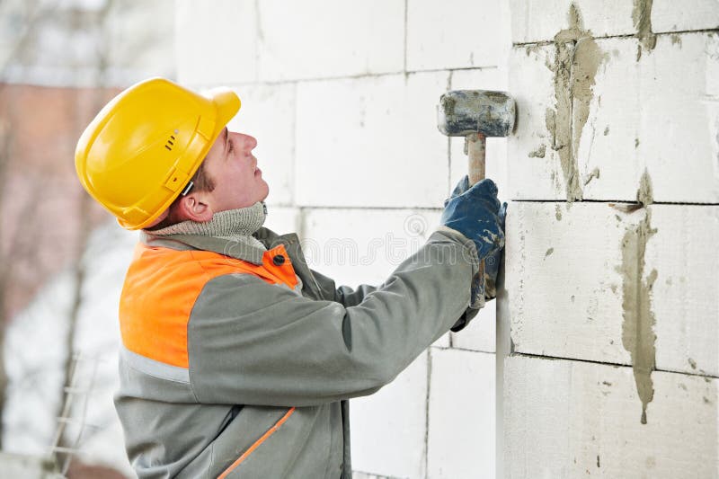 Construction Mason Worker Bricklayer Stock Photo - Image of craftsman ...