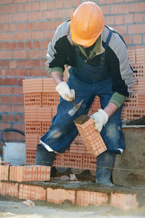 Construction Mason Worker Bricklayer Stock Photo - Image of laborer ...