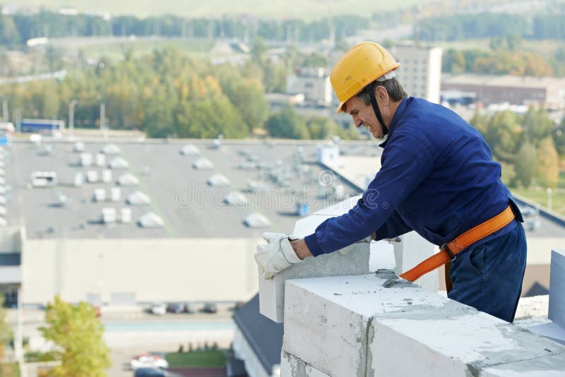 Construction Mason Worker Bricklayer Stock Image - Image of protective ...