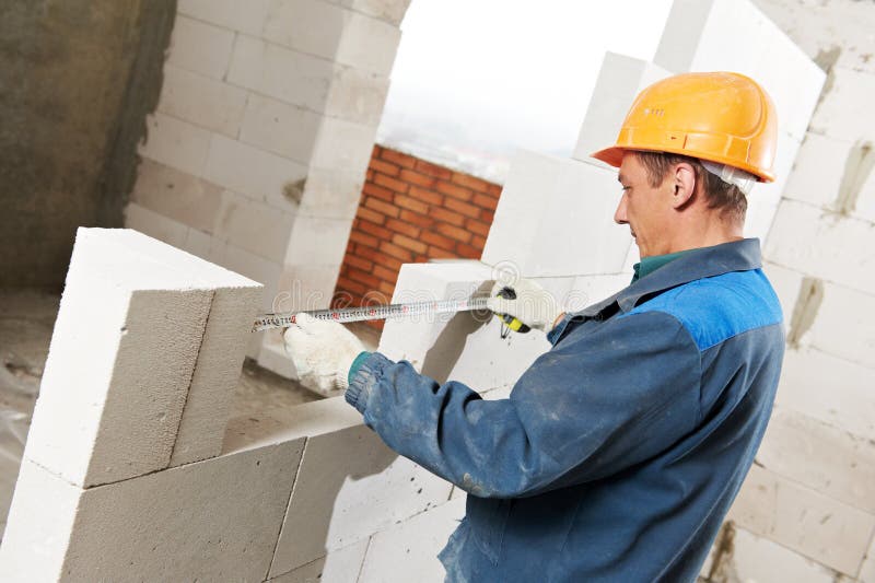 Construction Mason Worker Bricklayer Stock Image - Image of building ...