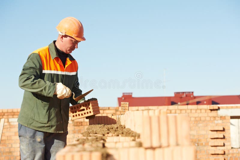 Construction Mason Worker Bricklayer Stock Image - Image of helmet ...