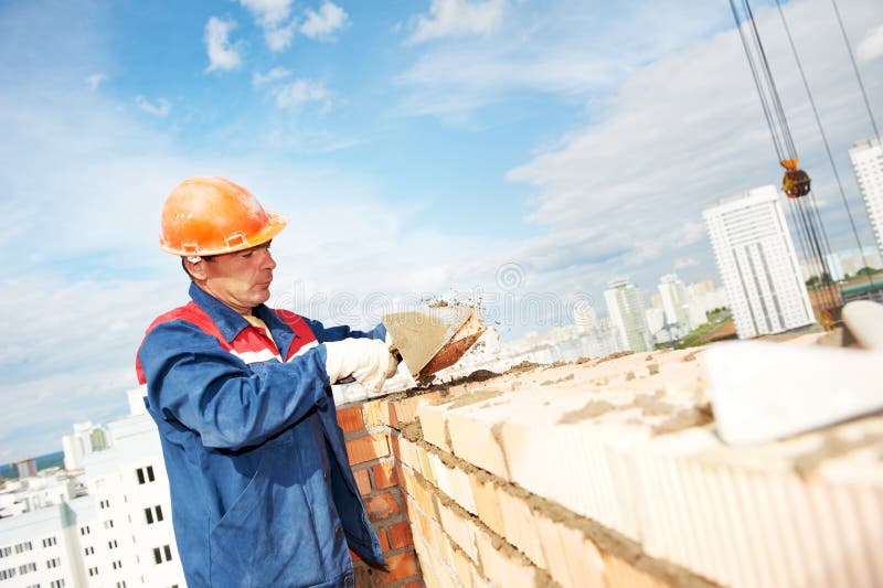 Construction Mason Worker Bricklayer Stock Photo - Image of mason ...