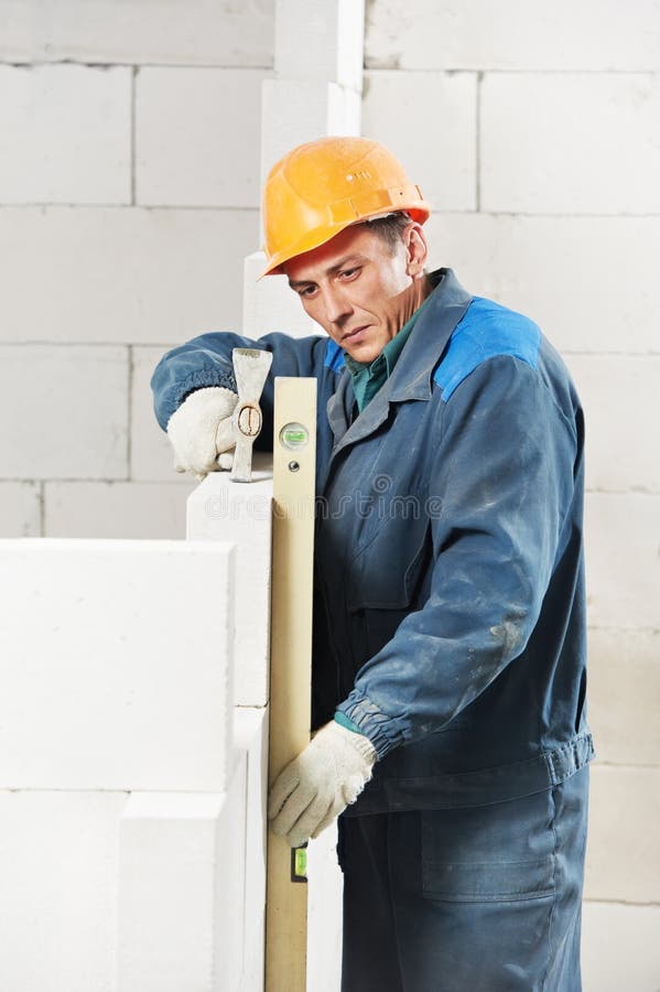 Construction Mason Worker Bricklayer Stock Photo - Image of acid ...