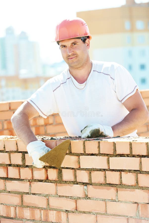 Mason Bricklayer Carrying Red Bricks Stock Photo - Image of brick ...