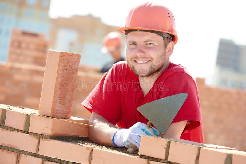 Construction Mason Worker Bricklayer Stock Image - Image of stone ...