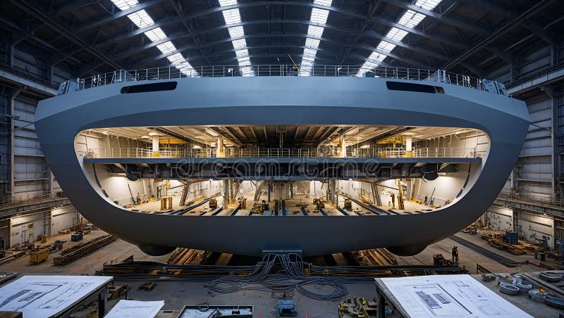 Construction of a Massive Ship in a Large Industrial Facility during ...