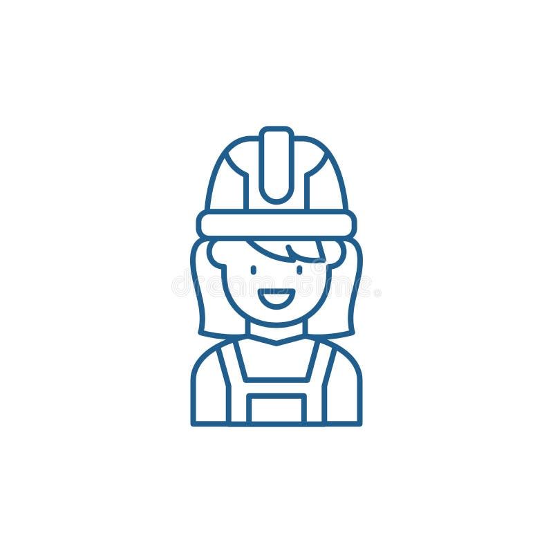 Construction Master Line Icon Concept. Construction Master Flat Vector ...