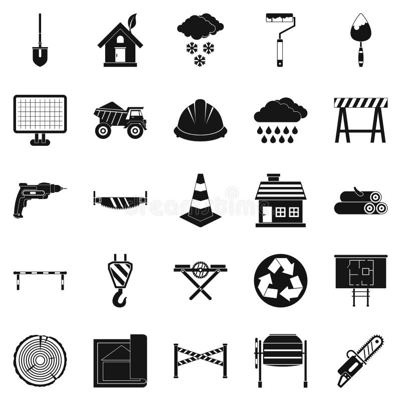 Construction Material Icon Set, Simple Style Stock Vector ...