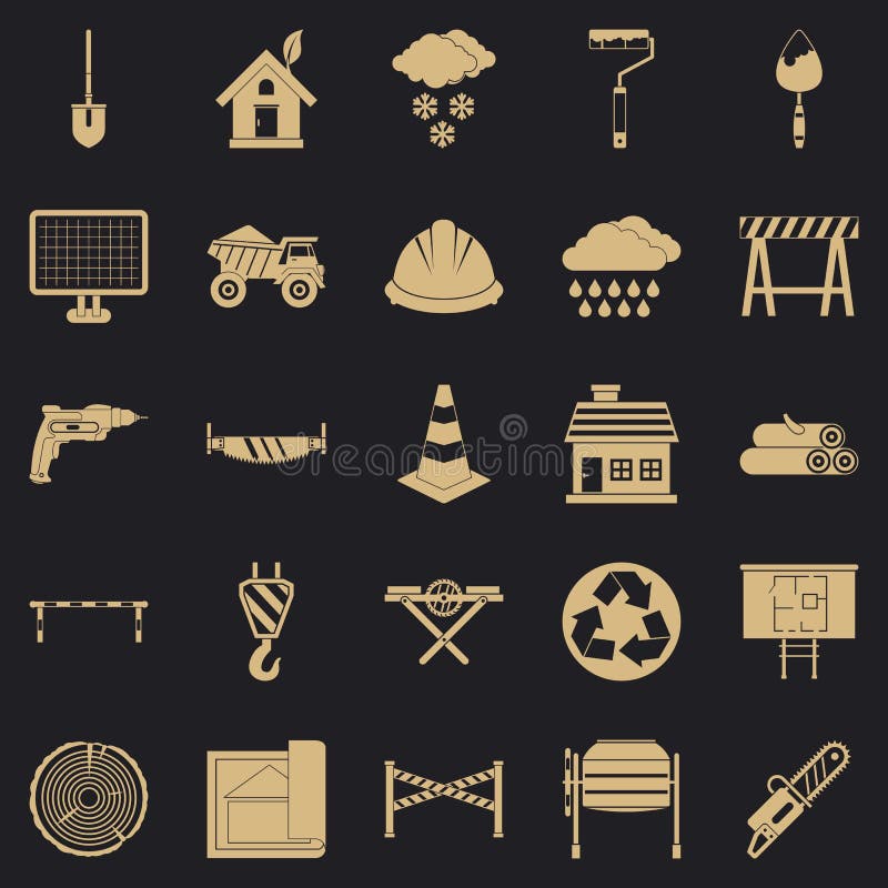 Construction Material Icons Set, Simple Style Stock Vector ...