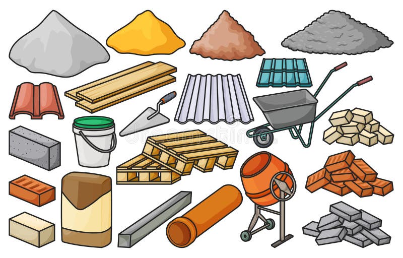 Construction Material Isolated Color Set Icon. Color Vector Set Icon ...