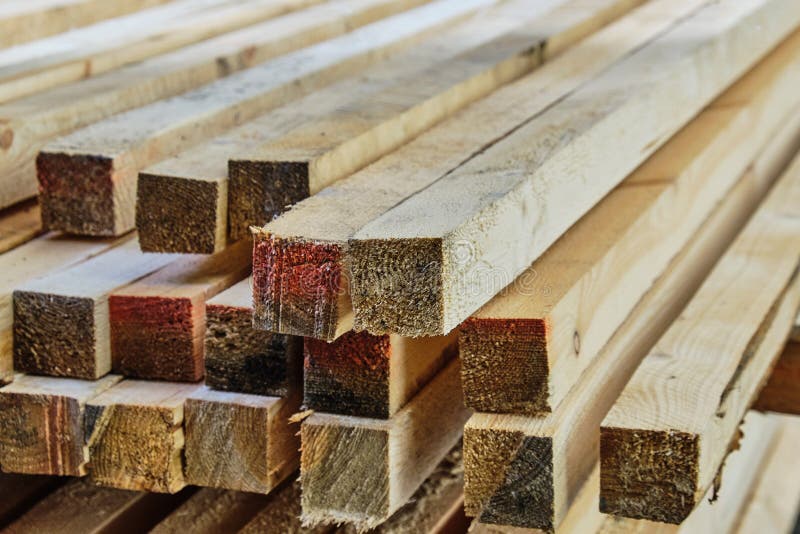 Construction Material Made of Machined Wood Sticks Stock Image - Image ...