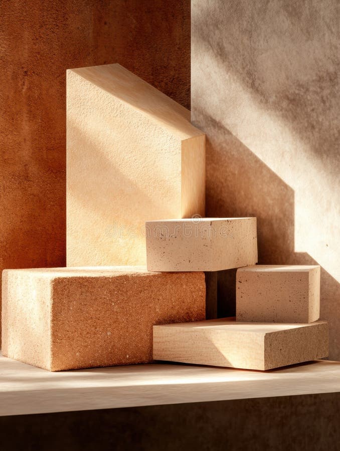 Construction Materials Arranged Creatively on a Wooden Shelf with ...