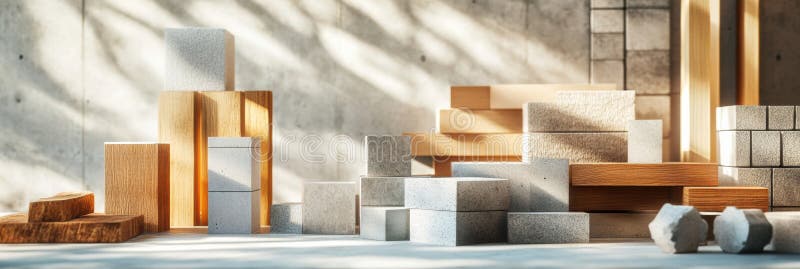 Construction Materials Arranged in a Modern Workspace with Ample Light ...