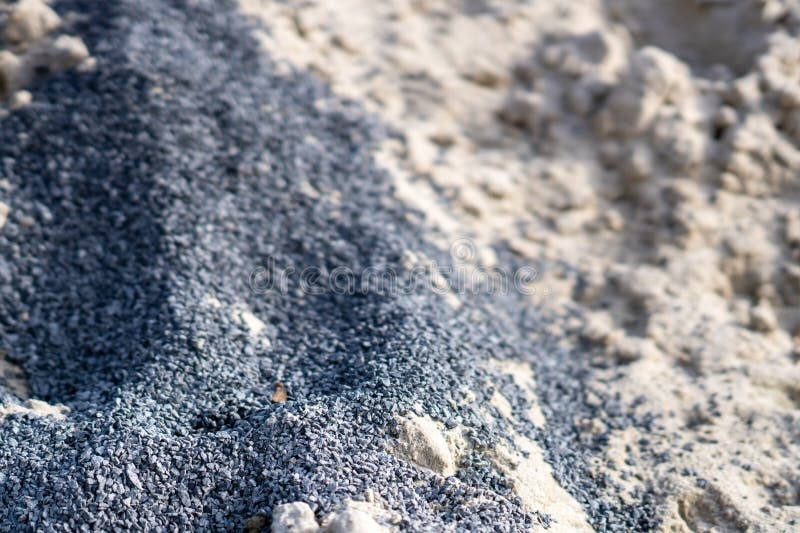 Construction Materials - Crushed Stone and Sand Stock Image - Image of ...