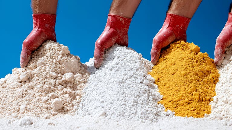 Construction Materials Different Aggregates in Hands Stock Illustration ...