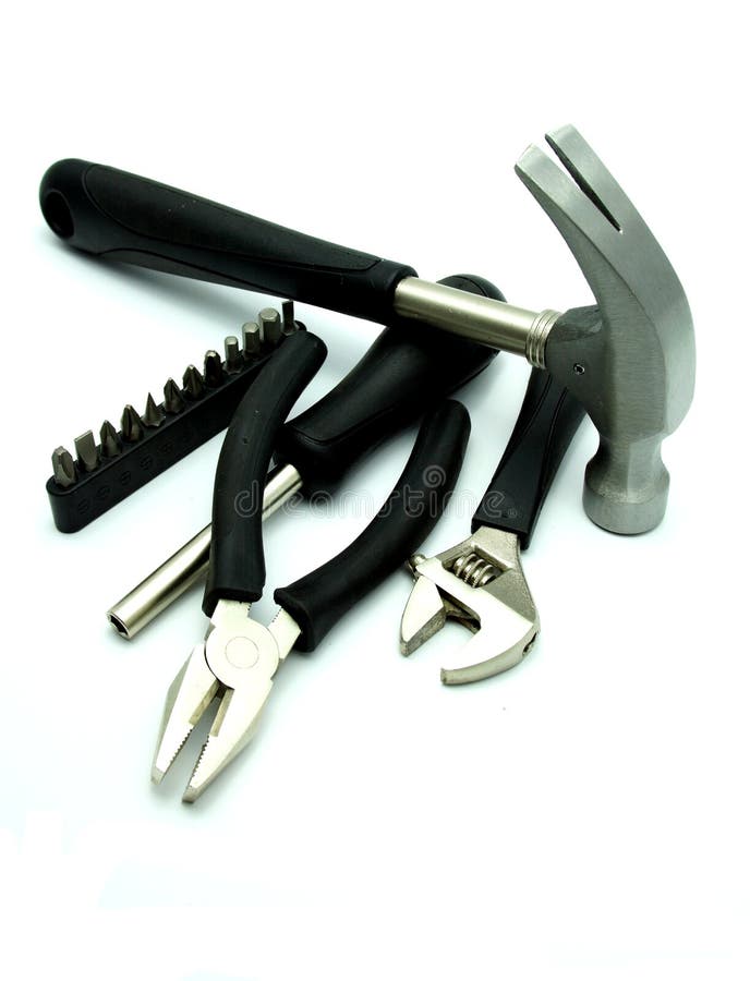 Construction Materials and Hand Tools on White Bac Stock Photo - Image ...