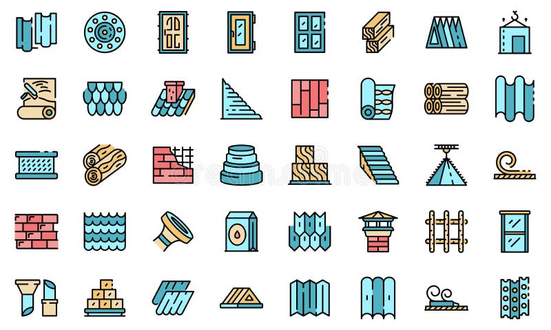 Construction Materials Icons Set Vector Flat Stock Vector ...