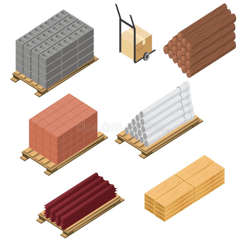 Construction Materials Isometric Icon Set Stock Illustrations – 176 ...