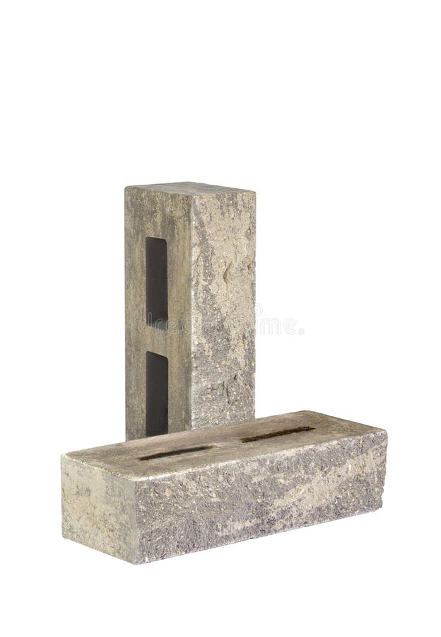 Construction Materials. Pair of Aged White Bricks with Rectangular ...