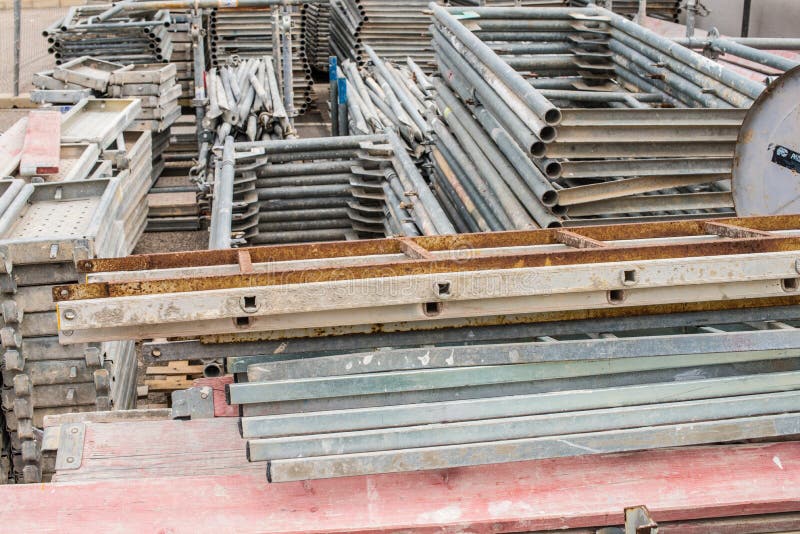 Construction Materials Piled Up Stock Image - Image of heavy, metal ...