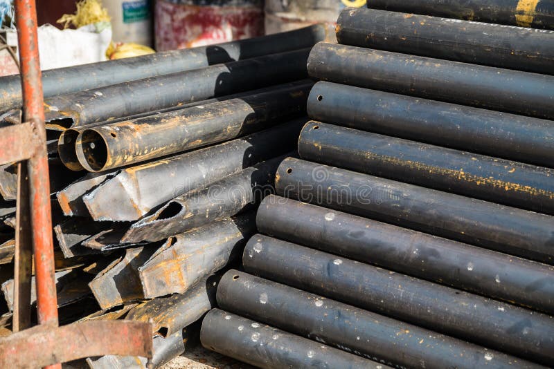 Construction Materials with Pipe Stock Image - Image of black, pattern ...