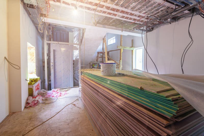 Construction Materials and Sheets of Plasterboard or Drywall are ...