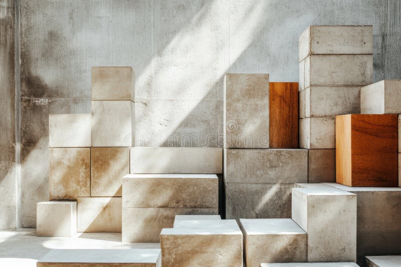 Construction Materials Showcase with Bricks and Concrete Blocks ...