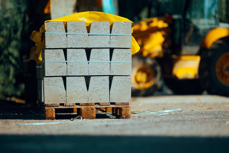 Large Cement Curbs Placed in a Construction Site Area Stock Image ...