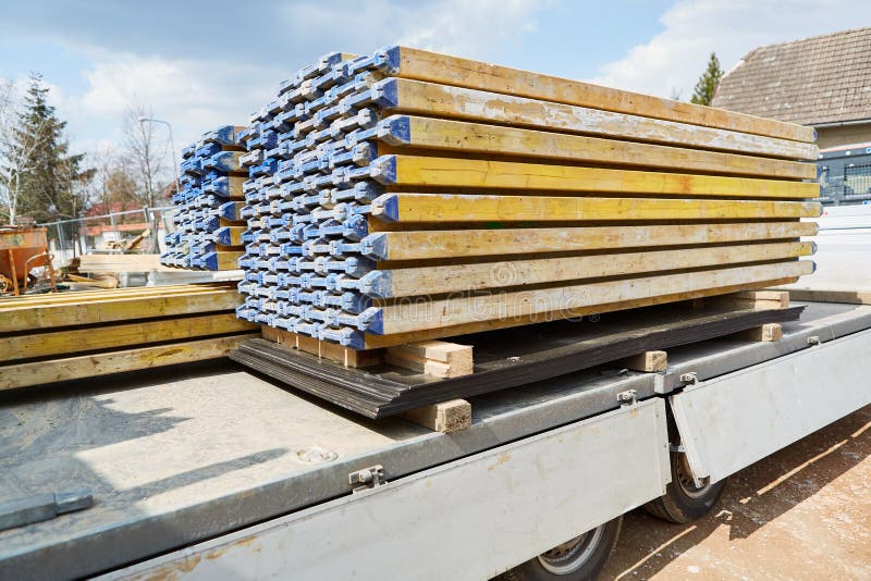 Construction Materials Stacked on the Back of a Truck Stock Image ...