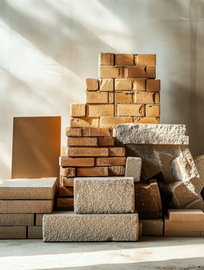 Construction Materials Stacked Creatively with Natural Light ...