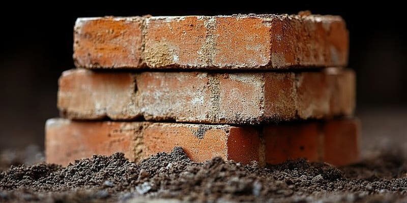 Construction Materials Stacked on Soil at a Building Site during the ...