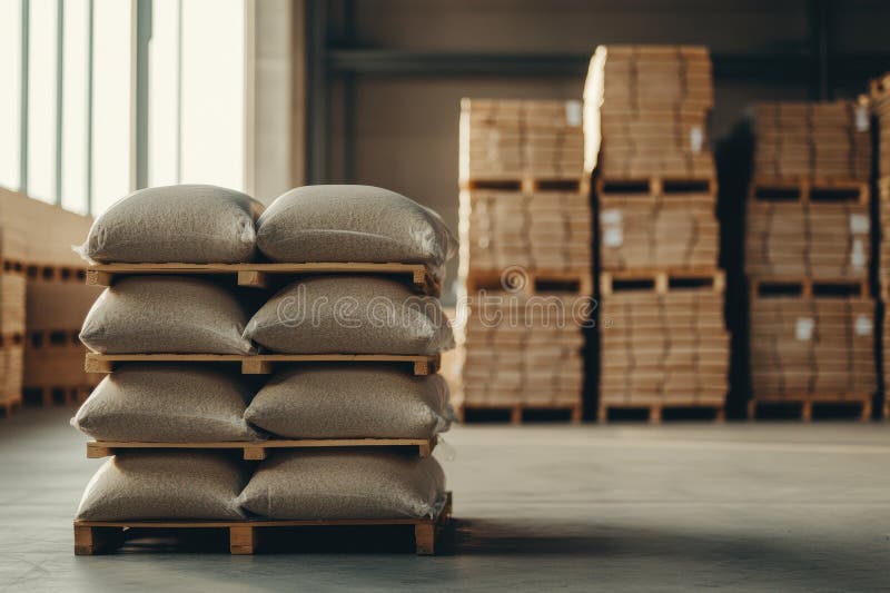 Construction Materials Stacked in a Warehouse Stock Photo - Image of ...