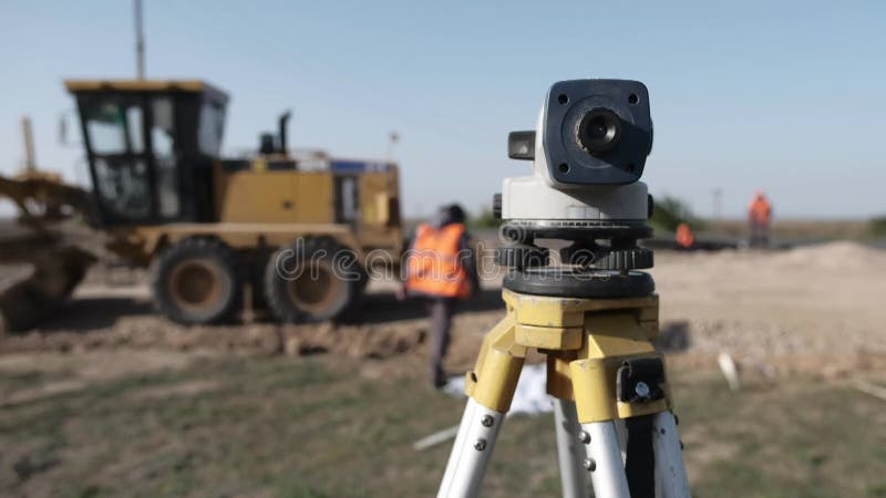 Construction Geodetic Optical Instrument and Buildings Silhouette Stock ...