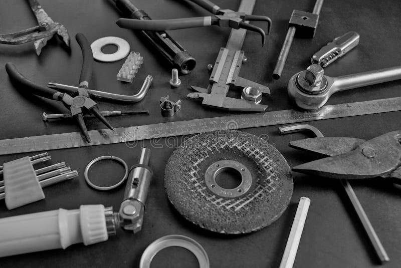 Construction and Measuring Tools on the Table Stock Image - Image of ...