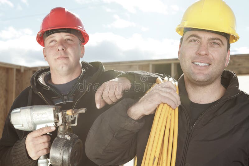 Construction Men Working Outside Stock Image - Image of hardhat ...