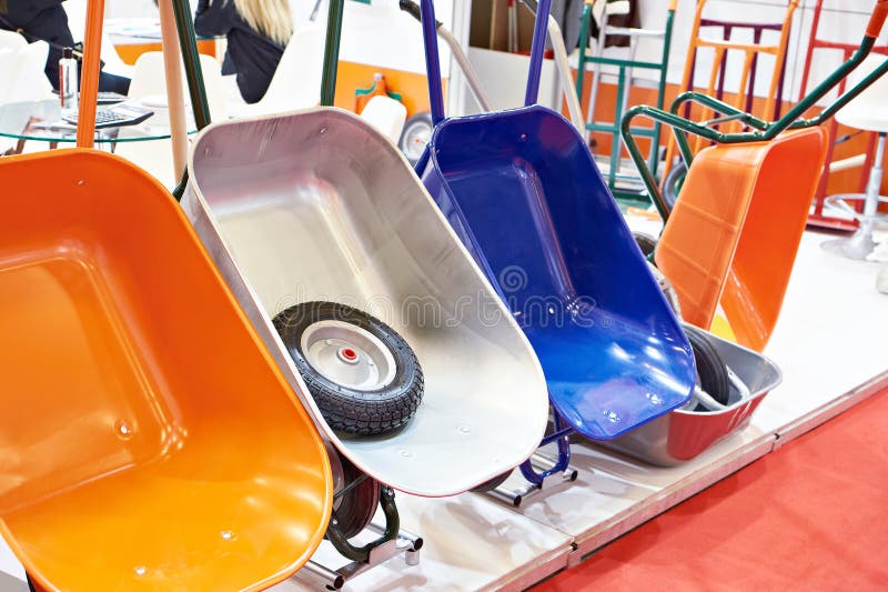 Construction Metal Wheelbarrows Stock Photo - Image of store ...