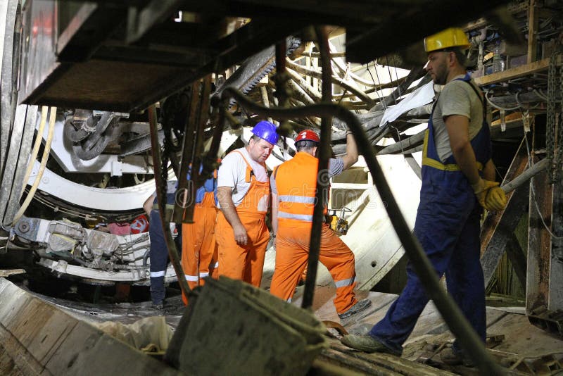 Construction of metro editorial stock image. Image of industrial - 27941724