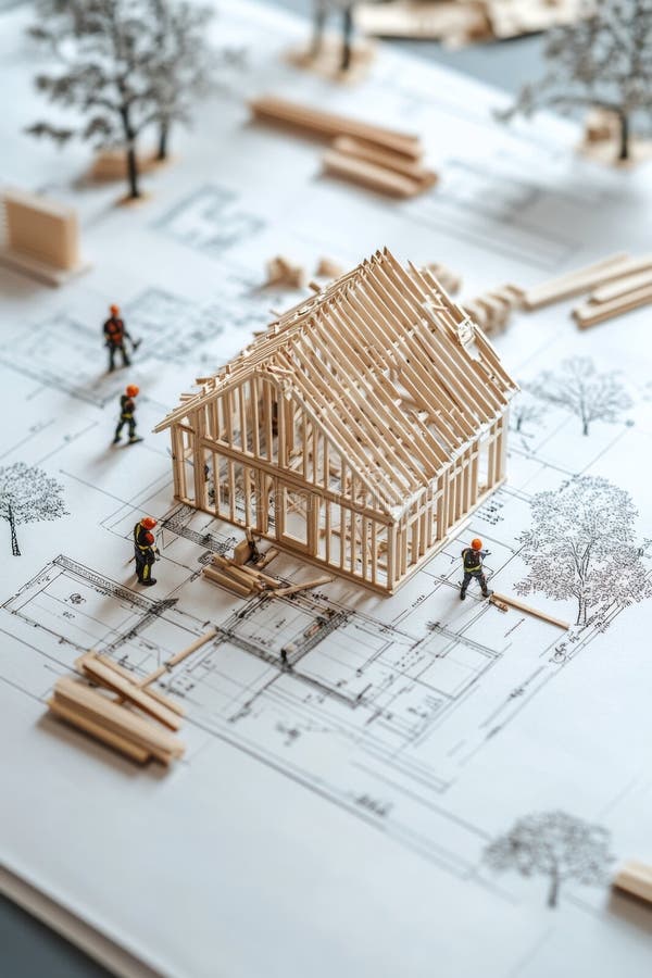 Construction of a Miniature Wooden House on Architectural Plans with ...