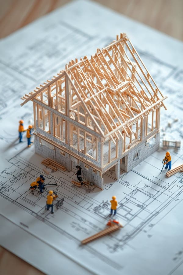 Construction of a Miniature Wooden House on Architectural Plans with ...