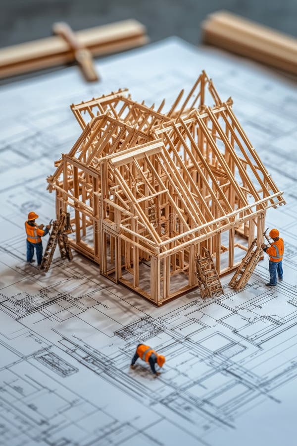 Construction of a Miniature Wooden House on Architectural Plans with ...