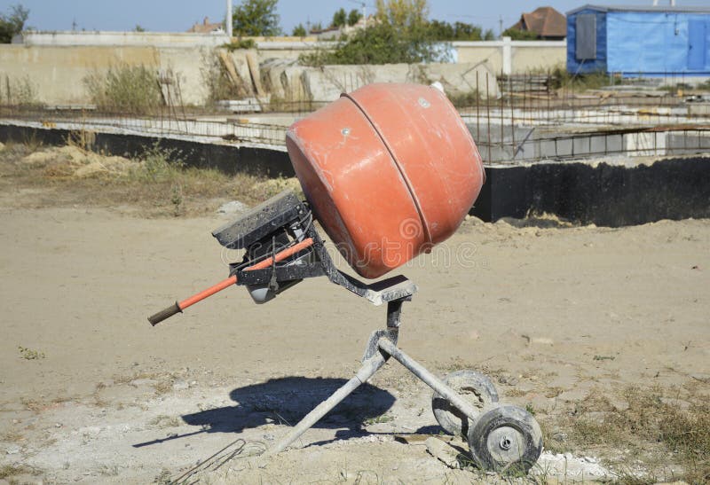 Construction Mixer for Mixing Cement or Concrete Stock Photo - Image of mortar, wheel: 395082130