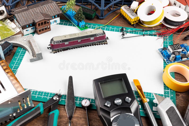 Construction of a Model Railroad Layout. Workbench with Model Railway ...