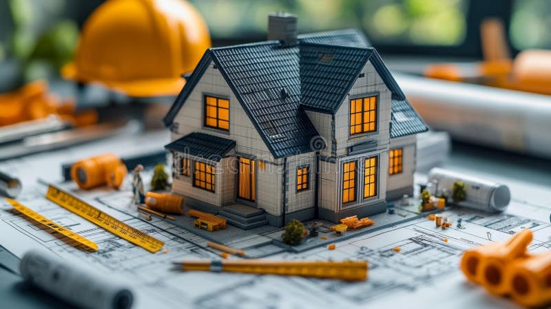 Construction Model with Work in Progress Stock Illustration ...