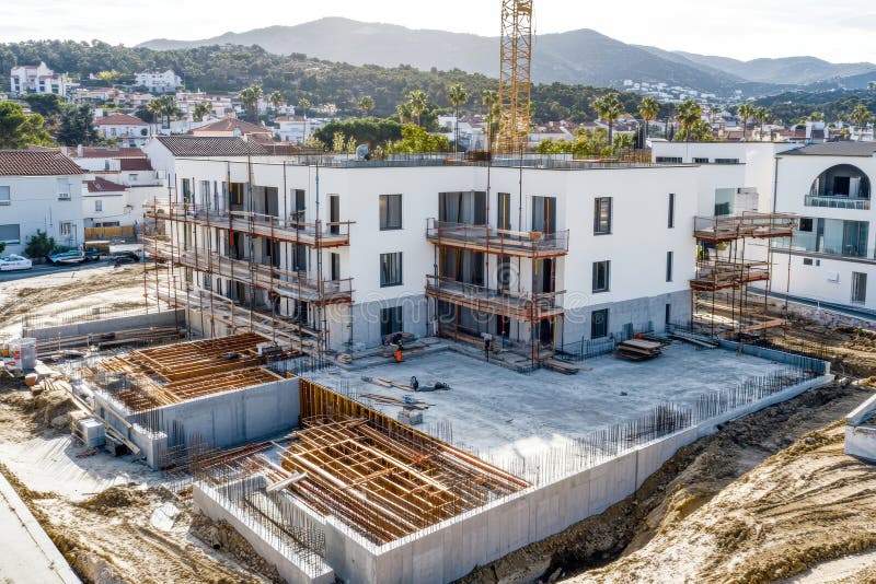 Construction of a Modern Apartment Building from Above Showcases the ...