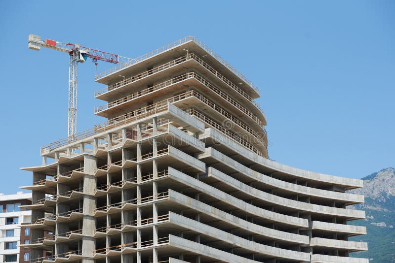Construction of a Modern Building Made of Steel and Concrete in Europe ...